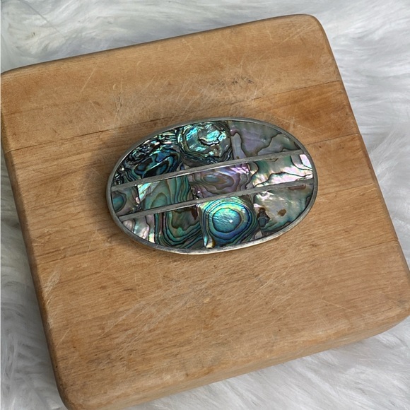 Vintage | Accessories | Vintage Mexico Silver Abalone Shell Oval ...